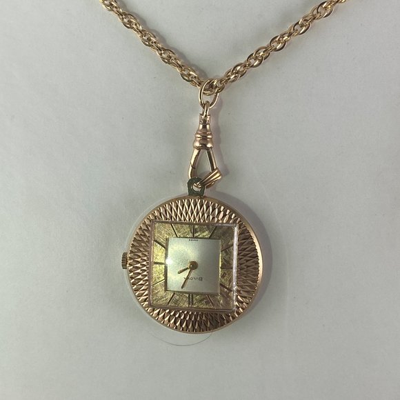 Bulova | Accessories | Vintage Bulova Pendant Watch 25 Inch Square Face ...